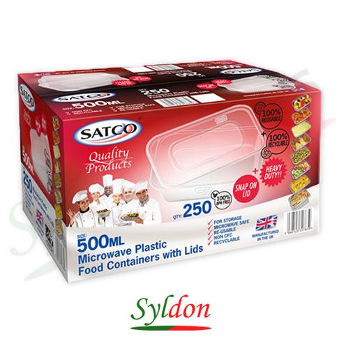 SATCO 500ml Microwave Plastic Containers with Lids QTY 250